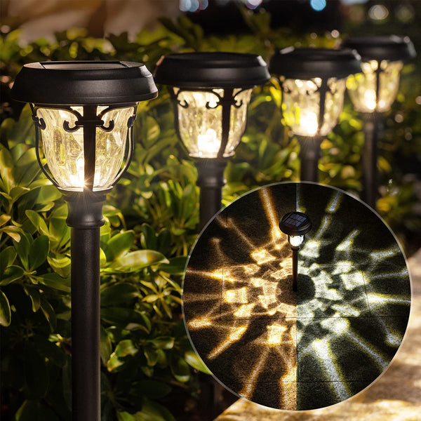 LeiDrail 8 Pack 2 Modes Super Bright Metal Glass Solar Path Light Wate LeiDrail SolarLights